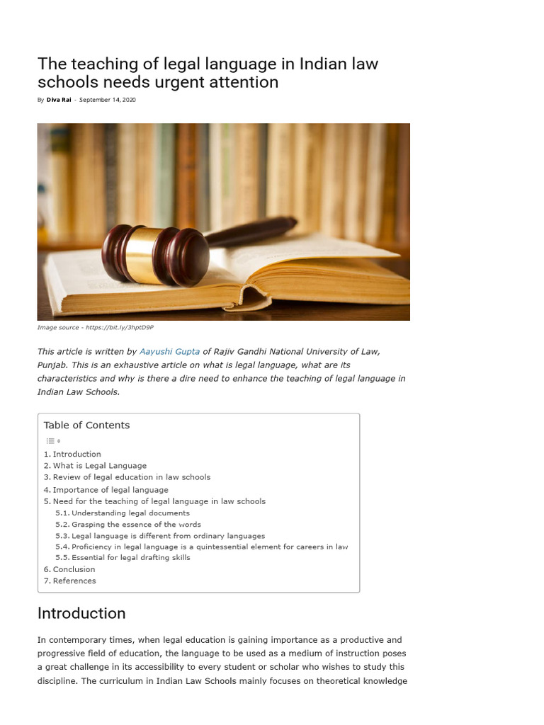 The Teaching of Legal Language in Indian Law Schools Needs Urgent ...