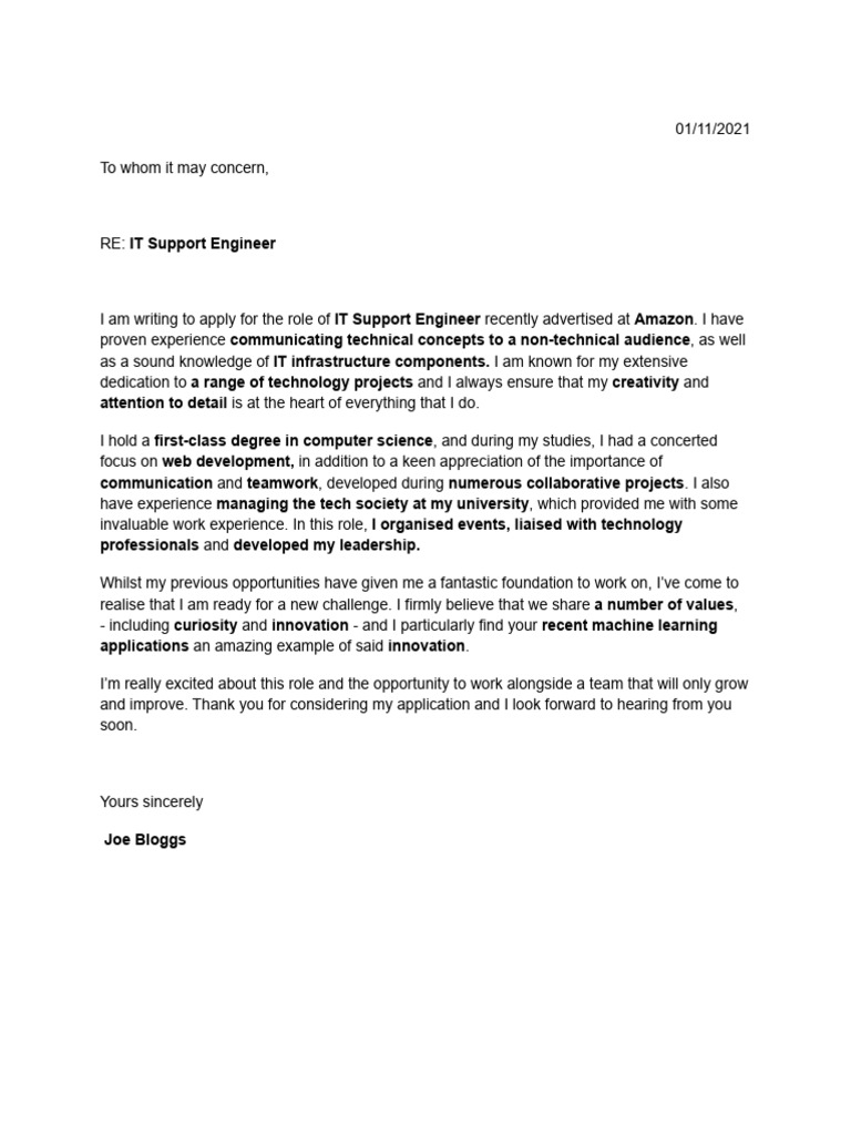 Cover Letter Example ICAEW | PDF