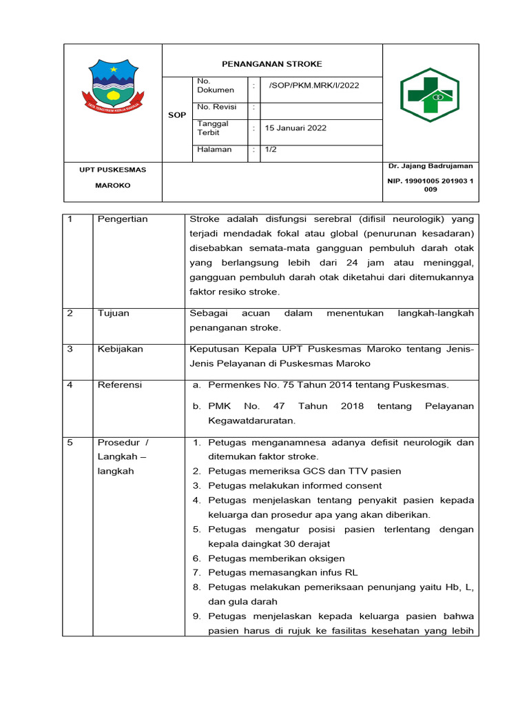 Sop Penanganan Stroke Pdf