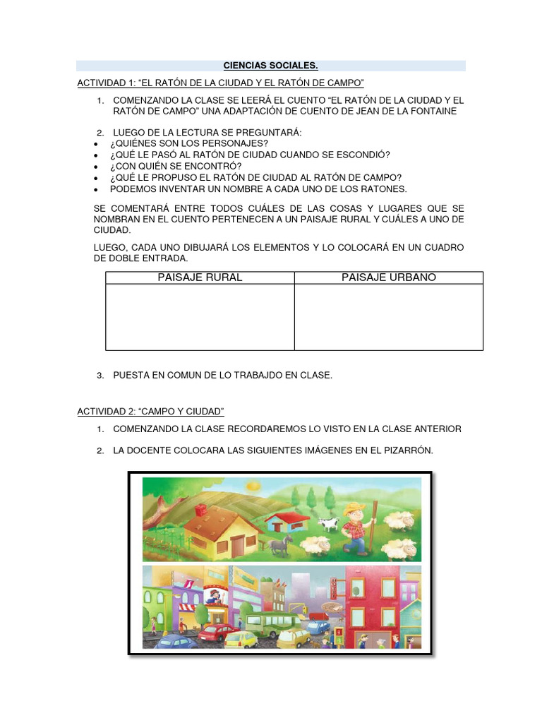 CIENCIAS SOCIALES Campo y Ciudad | PDF