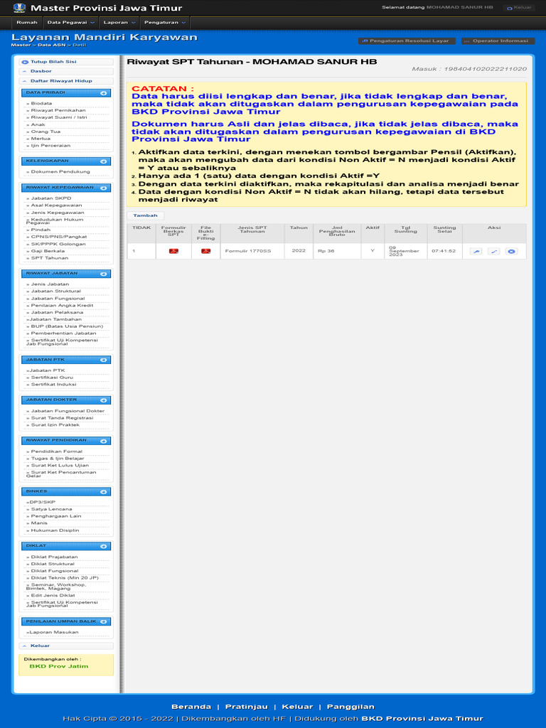 HRMS (Sistem Manajemen Sumber Daya Manusia) Provi | PDF