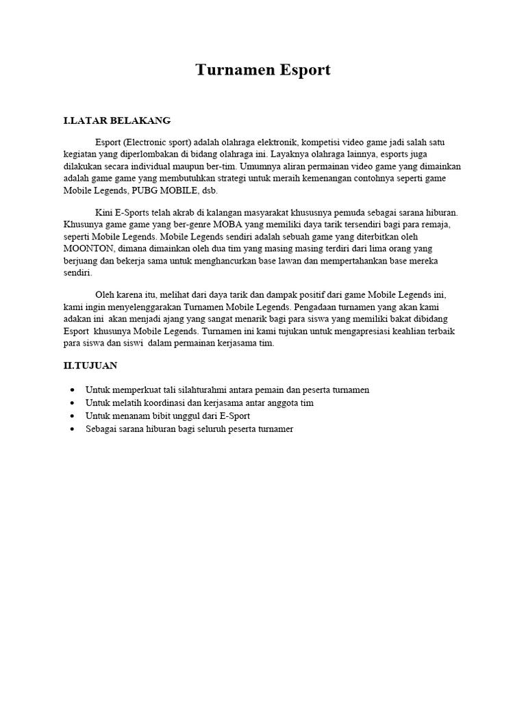 Proposal Esport | PDF