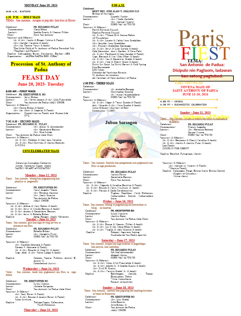 Fiesta Program 2023 | PDF | Christian Prayer | Christian Worship And Liturgy