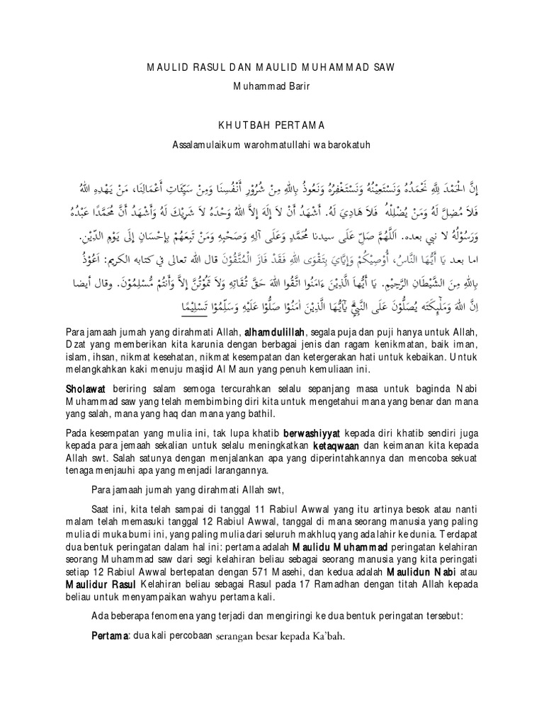Maulidur Rasul Dan Maulid Muhammad Saw | PDF | Agama & Spiritualitas