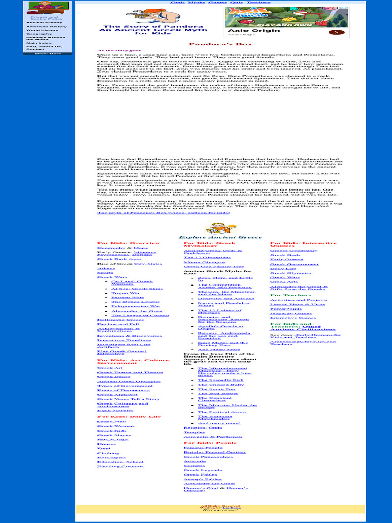 Ancient Greek Myths For Kids Pandora's Box, With Instructions, DO NOT ...