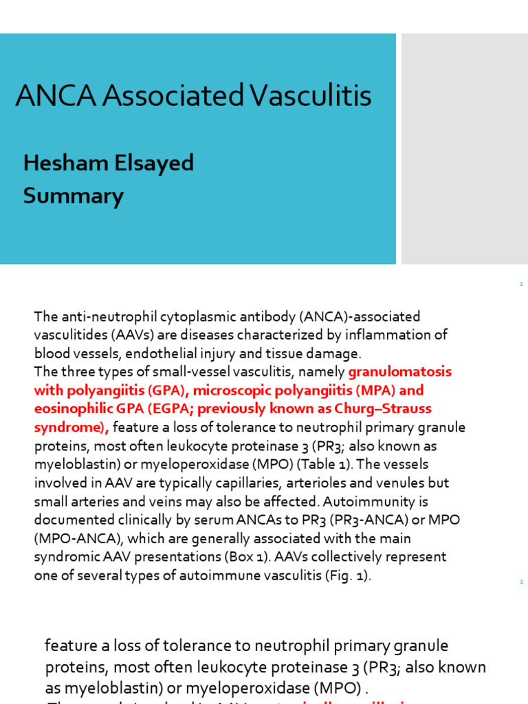 ANCA Associated Vasculitis | Download Free PDF | Epidemiology | Causes Of Death