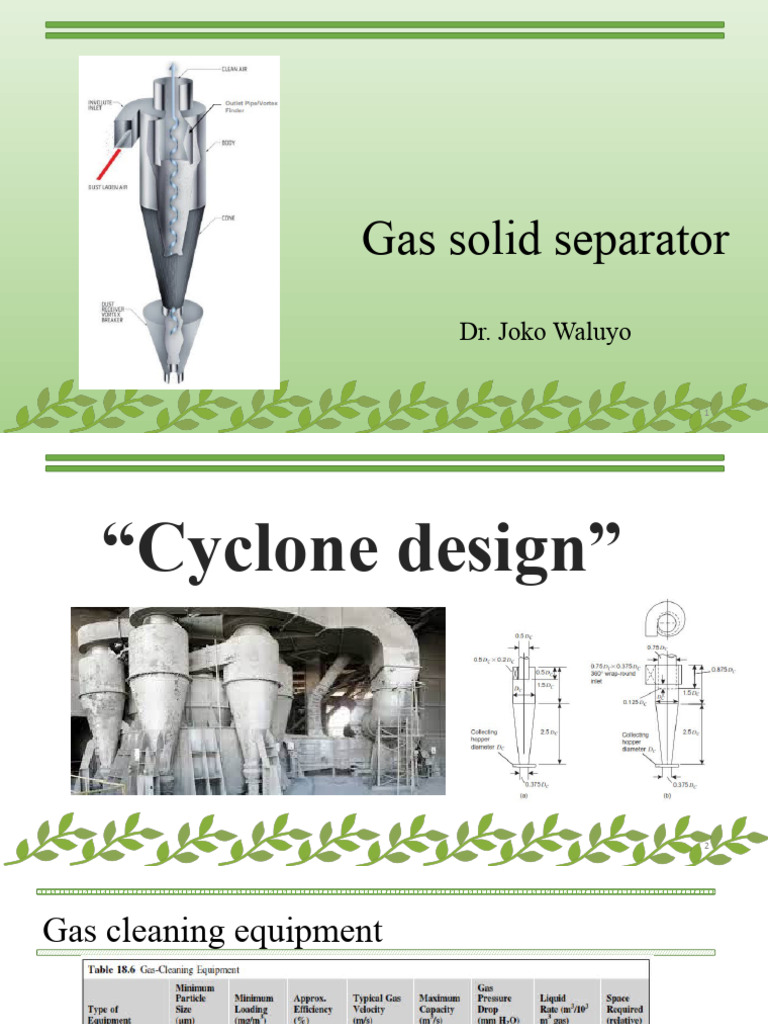 Cyclone Design for Gas-Solid Separation | PDF | Gases | Mechanical ...