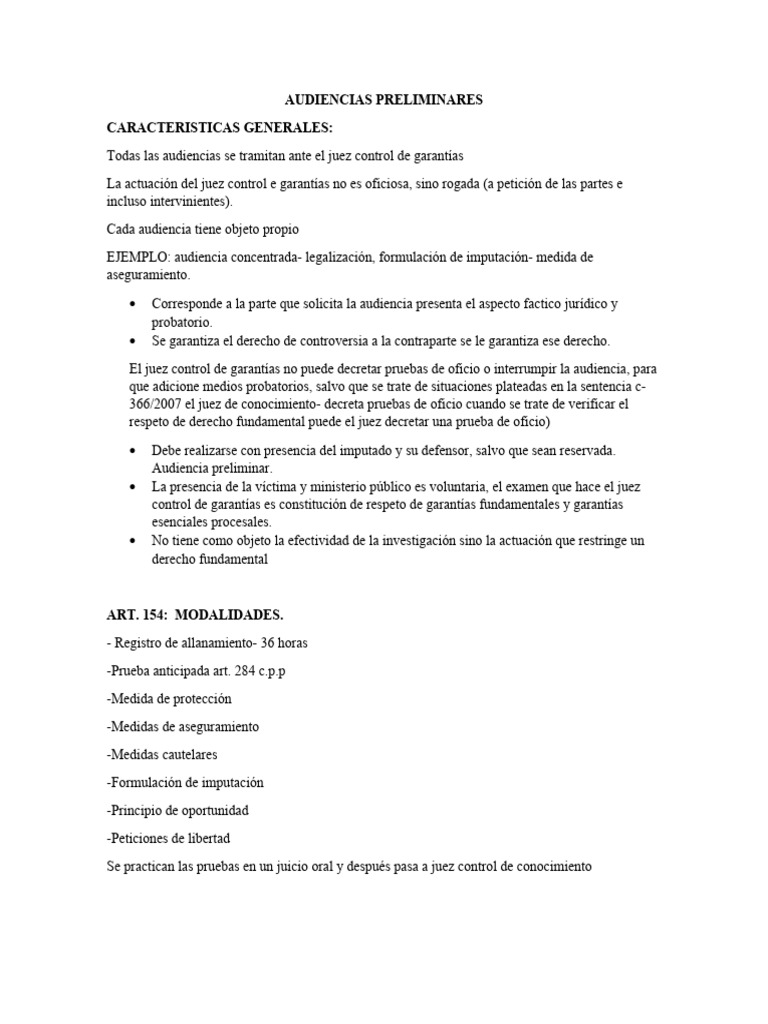 Audiencias Preliminares | PDF | Mandato | Derecho penal