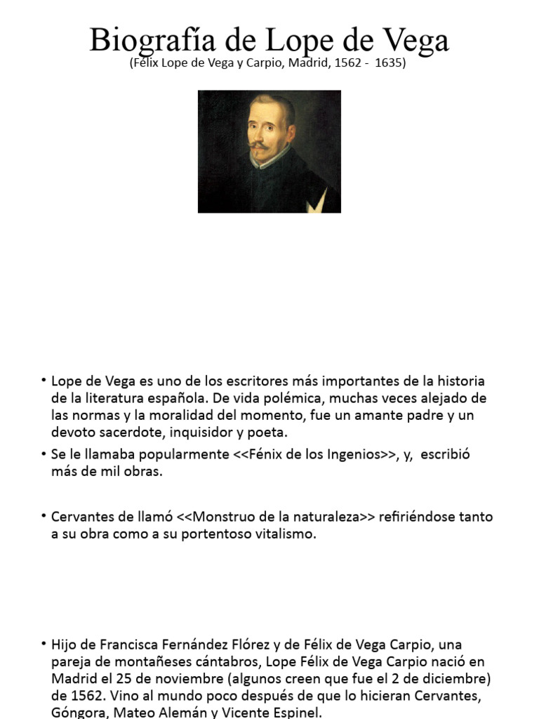 Biografía de Lope de Vega | PDF | Miguel De Cervantes