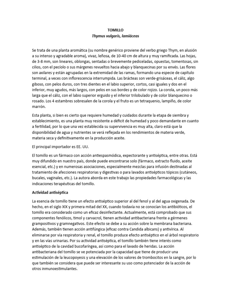 TOMILLO | PDF | Especialidades Medicas | Medicina CLINICA