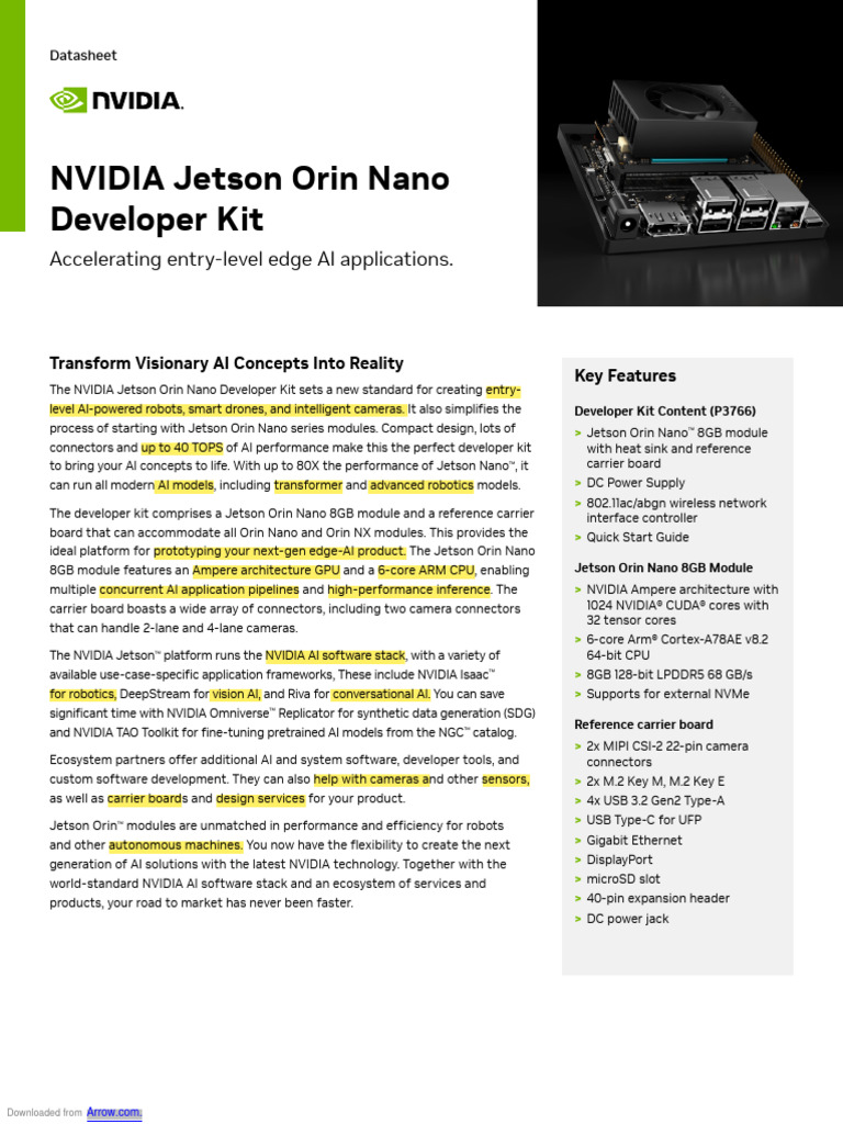 Jetson Orin Datasheet Nano Developer Kit 2659382 r3 | PDF | Graphics Processing Unit ...