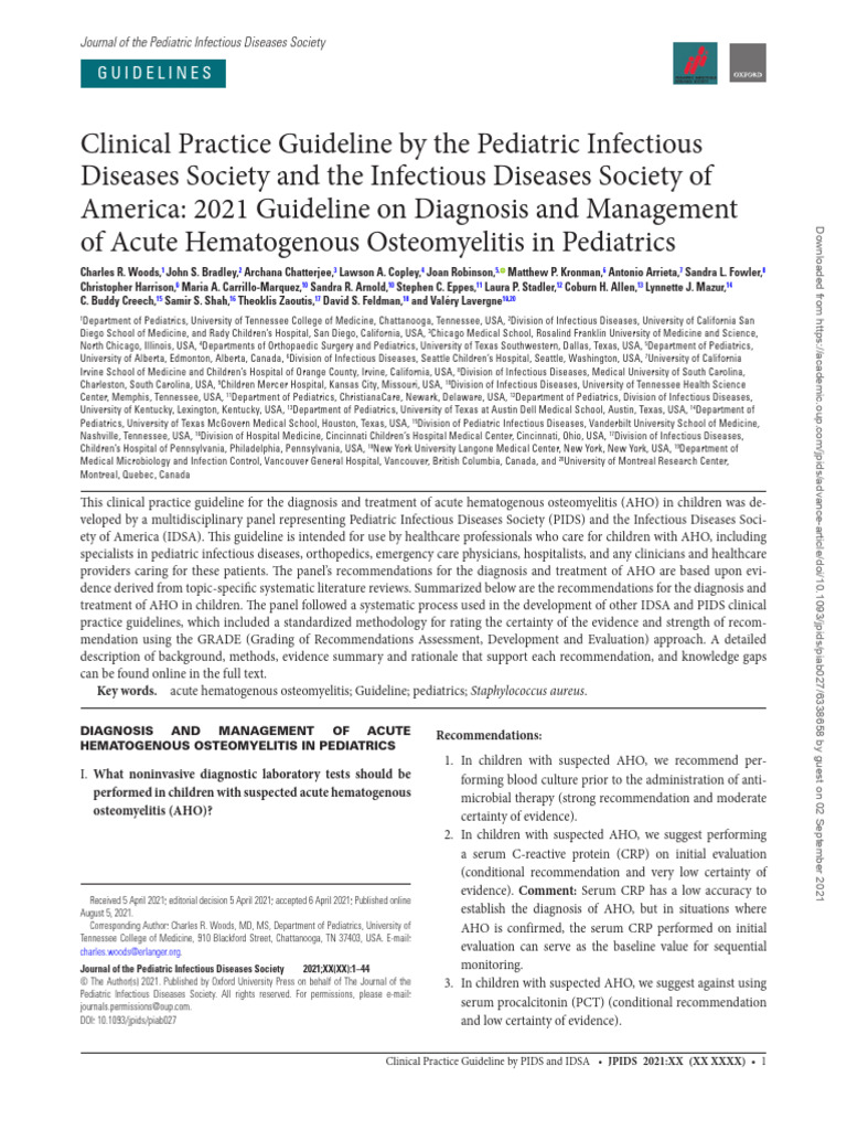 2021 Osteomyelitis Treatment Guidelines | PDF | Medical Imaging ...