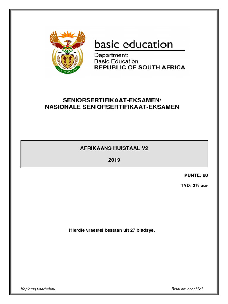 Afrikaans HL P2 May-June 2019 | PDF
