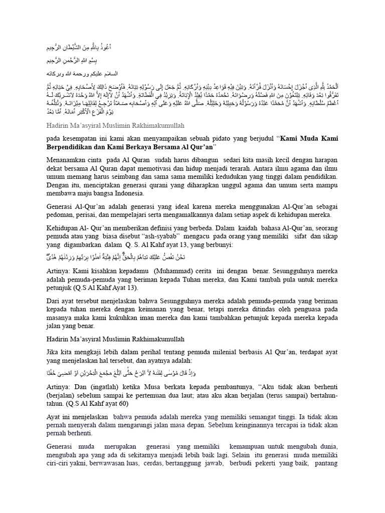 Hadirin Ma'asyiral Muslimin Rakhimakumullah: Berpendidikan Dan Kami ...