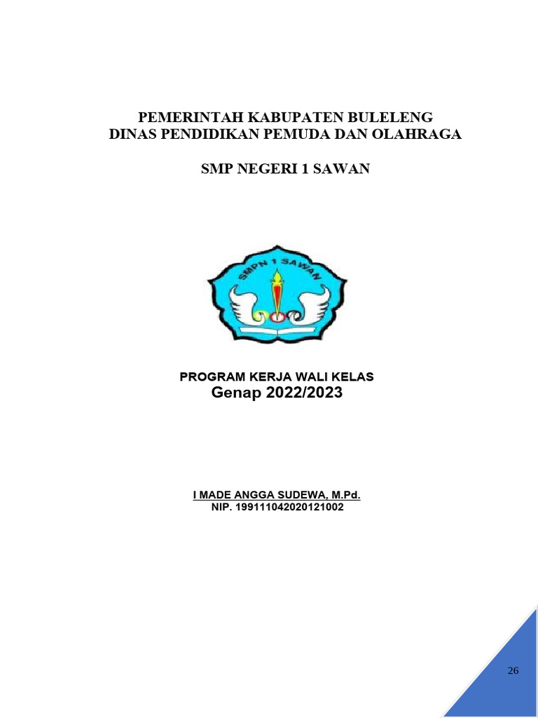 Program Wali Kelas SMP 1 Sawan | PDF