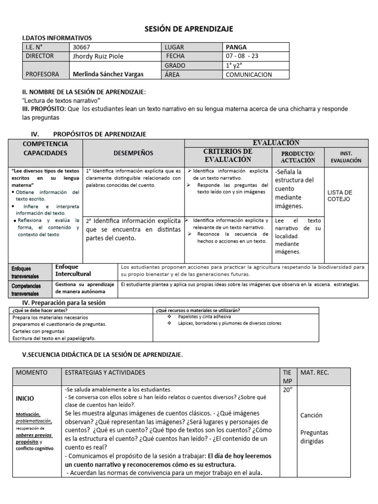 Sesión Com.l1 09-08-2023 | Descargar gratis PDF | Evaluación | Aprendizaje Sesión Com.l1 09-08-2023 | Descargar gratis PDF | Evaluación | Aprendizaje