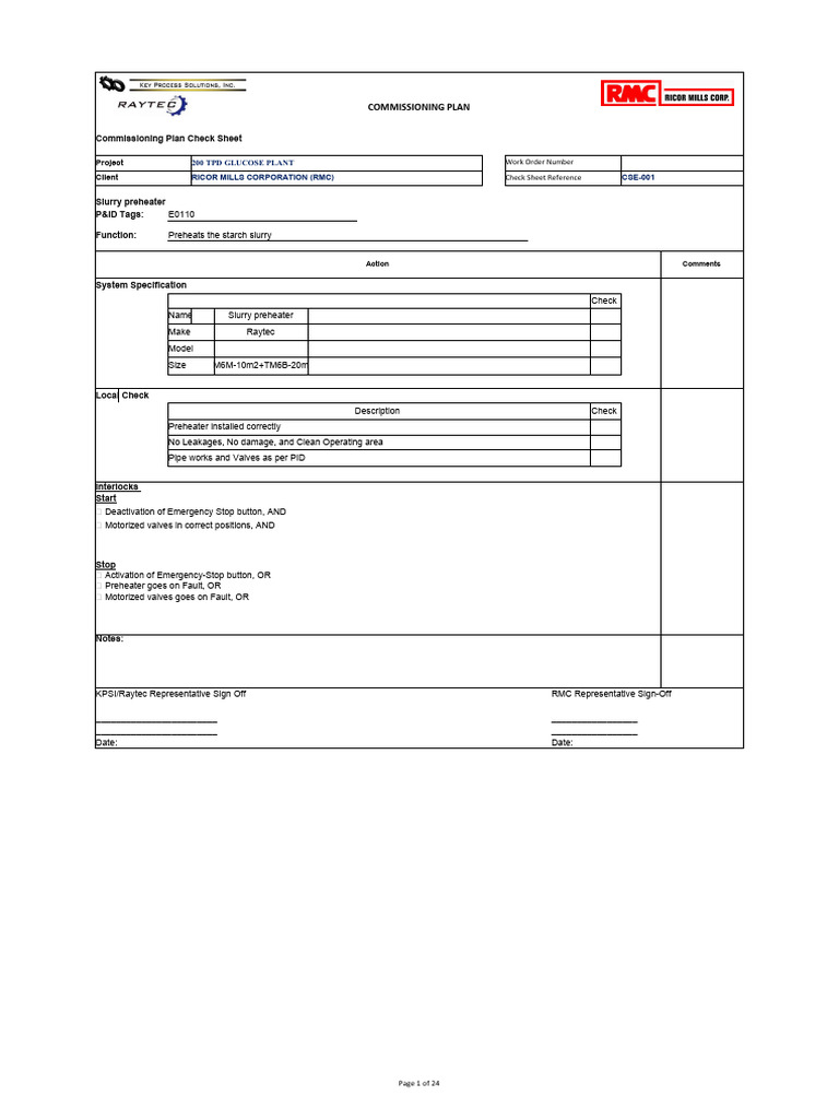 Commissioning Report - HEX | PDF | Heat Exchanger | Valve