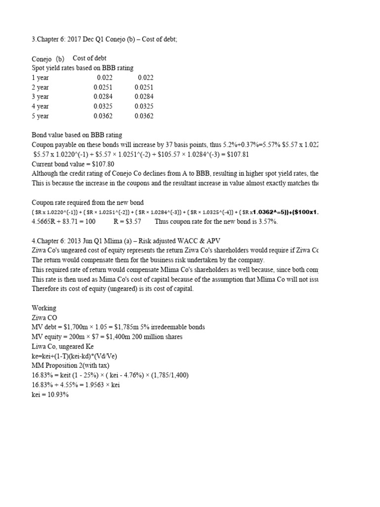 AFM 3 4表格 | PDF | Cost Of Capital | Bonds (Finance)