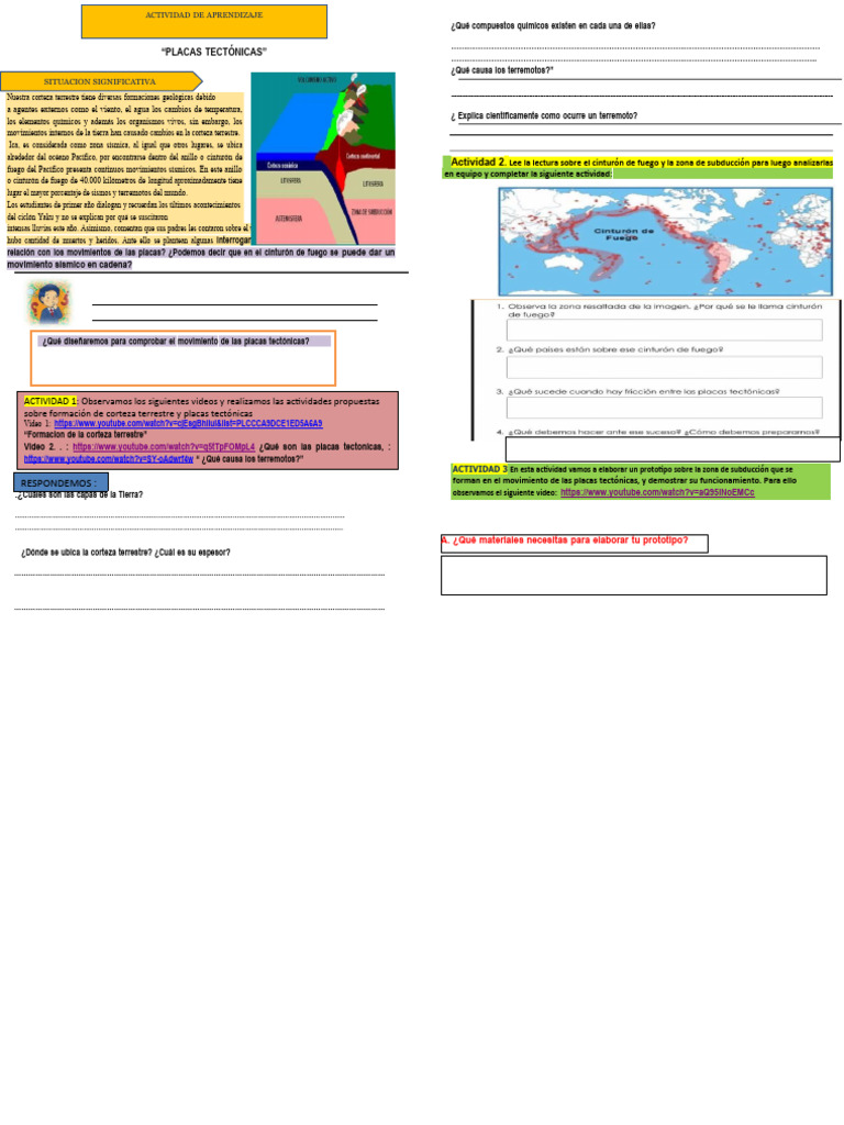 SEMANA ACTIVIDAD Placas tectonicas (1) | PDF | Temblores | Tierra