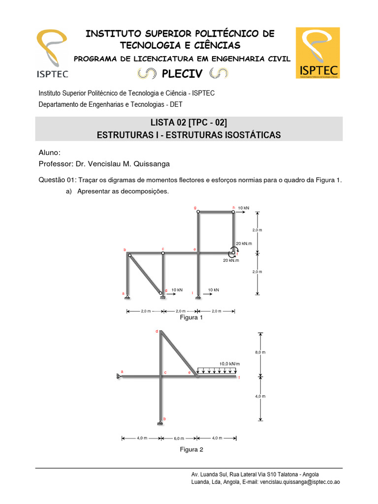 (ISPTEC) EI-T02 - Lista 02 - Prof. Quissanga | Download grátis PDF ...