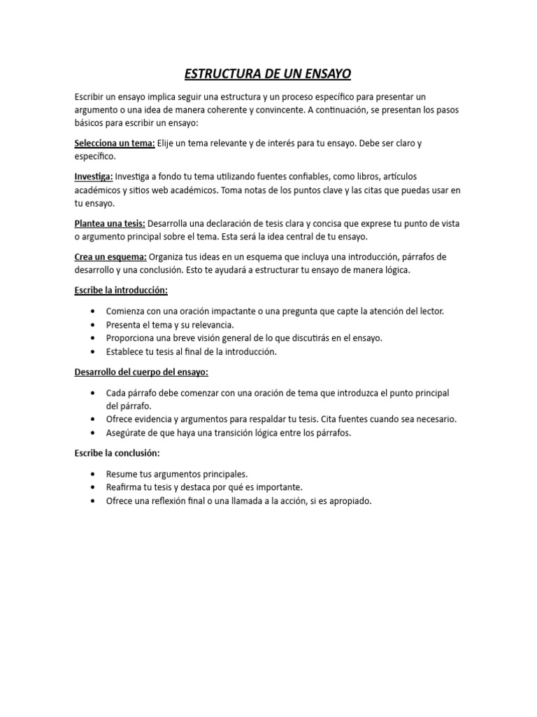 Estructura de Un Ensayo | PDF