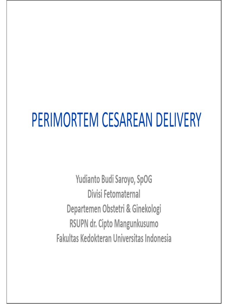 Perimortem Cesarean Delivery Guidelines | PDF | Caesarean Section ...