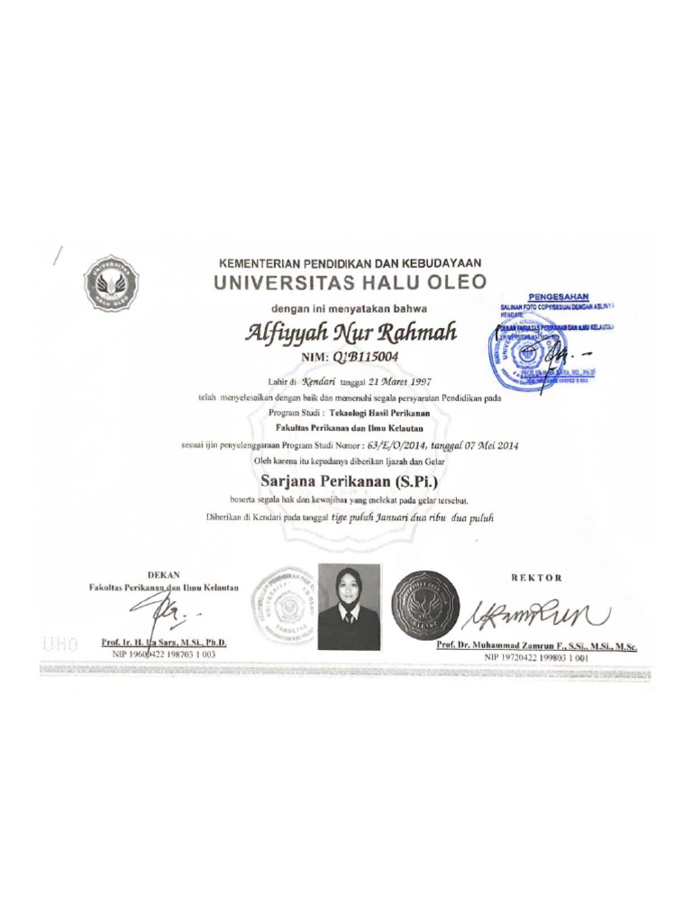 Ijazah & Transkip Nilai s1 | PDF