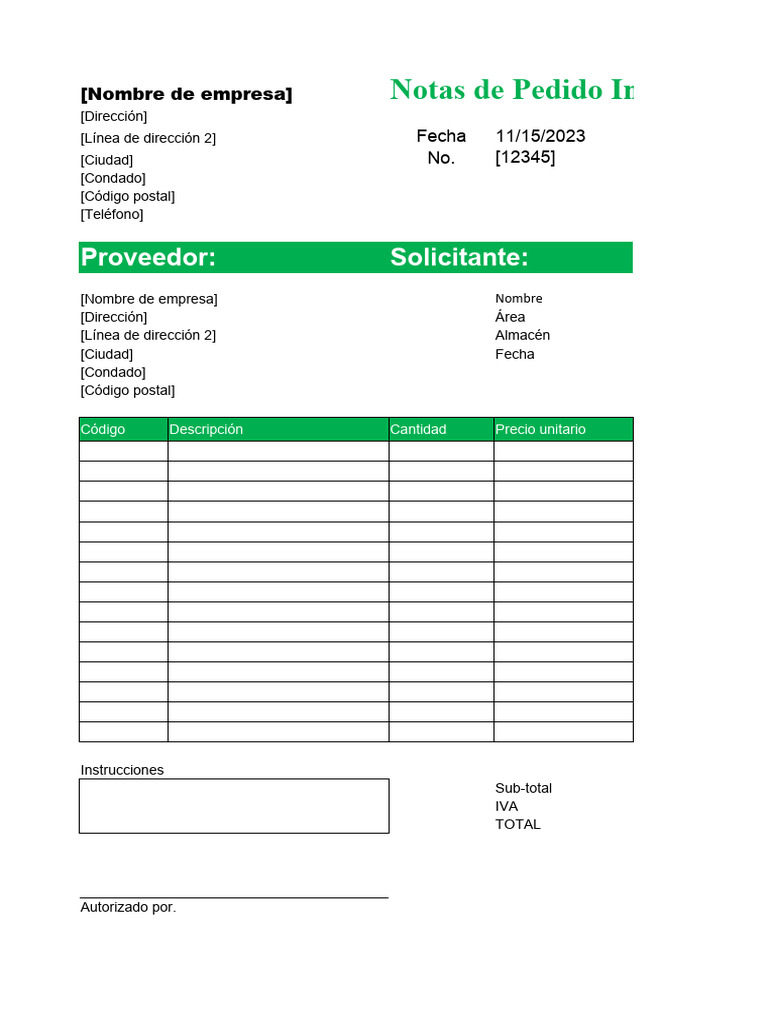 Notas de pedido interno | PDF