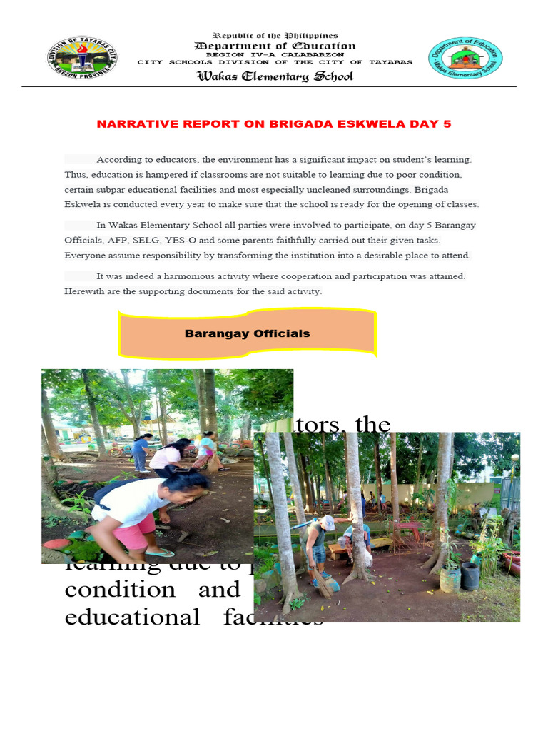 Narrative Report Brigada Day5 | PDF