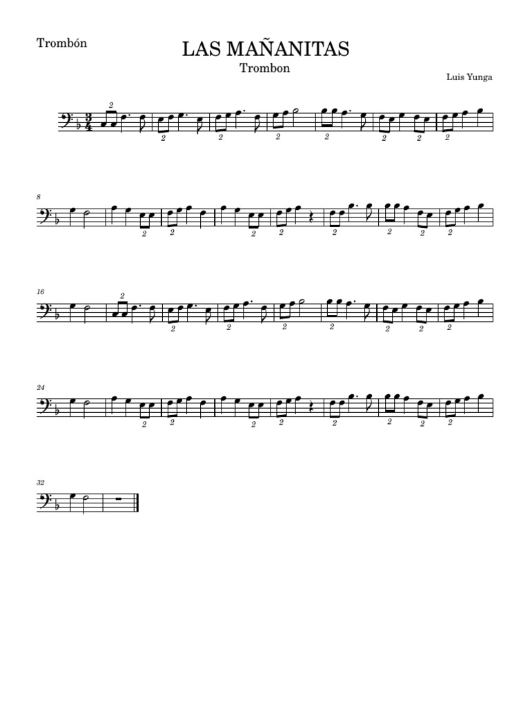 Las Mañanitas for Trombone | PDF