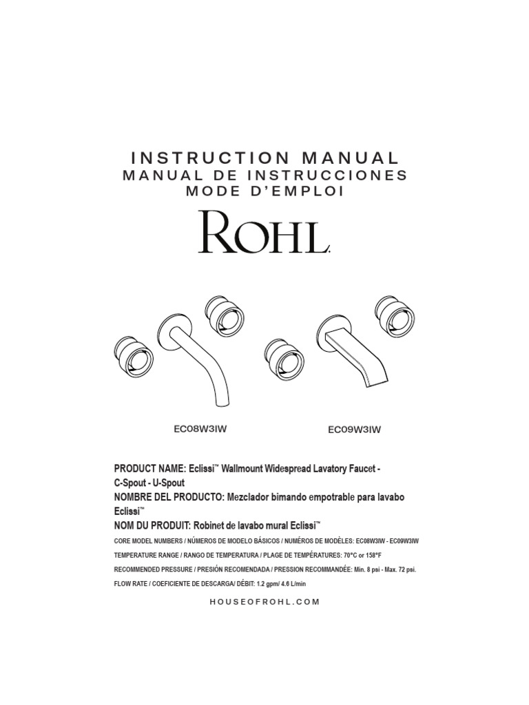 Rohl Ec09w3iw Installation Sheet | PDF