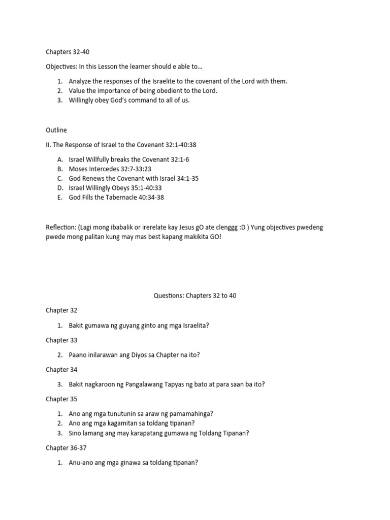 EXODUS Chapters 32 40 | PDF
