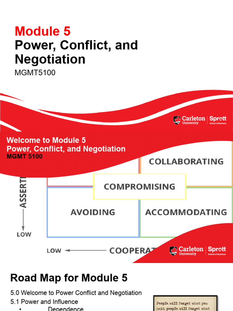 Week 5 - Module 5.1 Power and Influence | PDF | Persuasion | Negotiation
