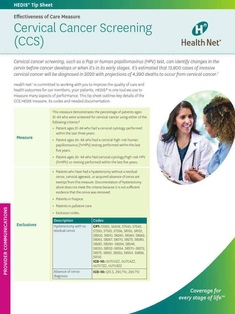 cervical-cancer-screening-hedis-tip-sheet-medi-cal | PDF | Cervical ...