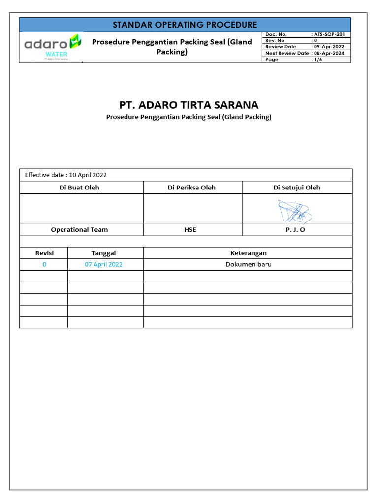 SOP Penggantian Gland Packing | PDF | Teknologi & Rekayasa