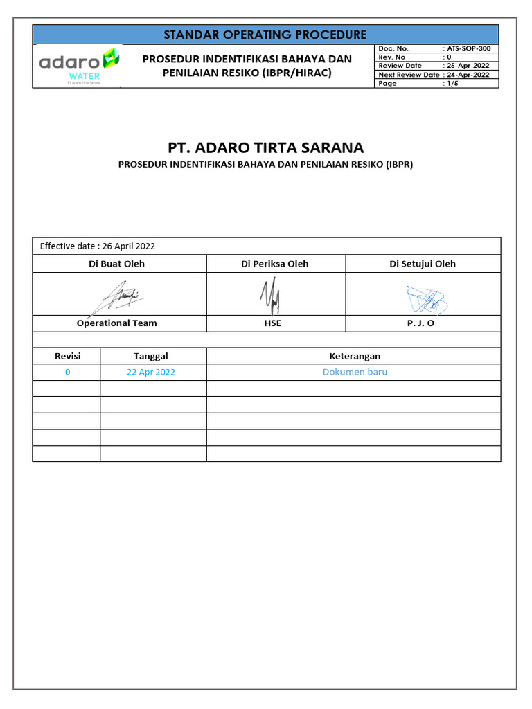 ATS-SOP-300 Prosedur IBPR | PDF