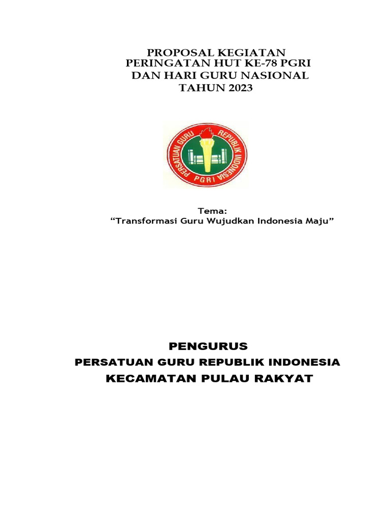 Proposal Hut Ke 77 Pgri Dan HGN Krad 2022 | PDF