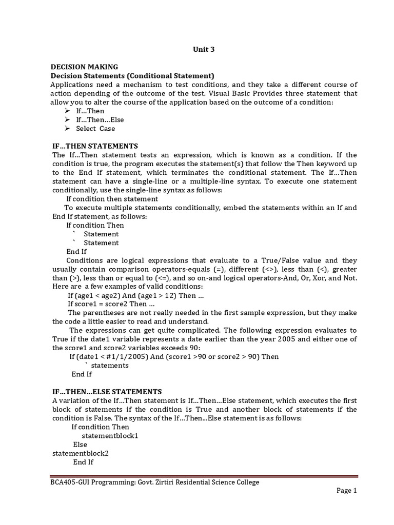 Gui Unit 3 Pdf Parameter Computer Programming Control Flow 4044
