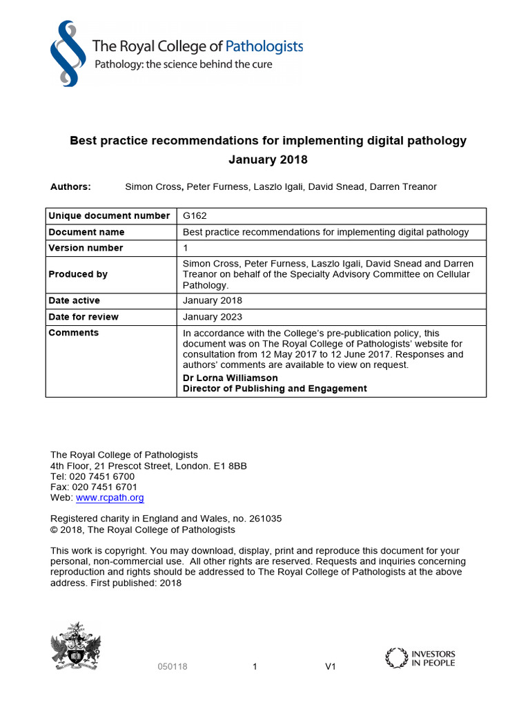 Best Practice Recommendations For Implementing Digital Pathology | PDF ...