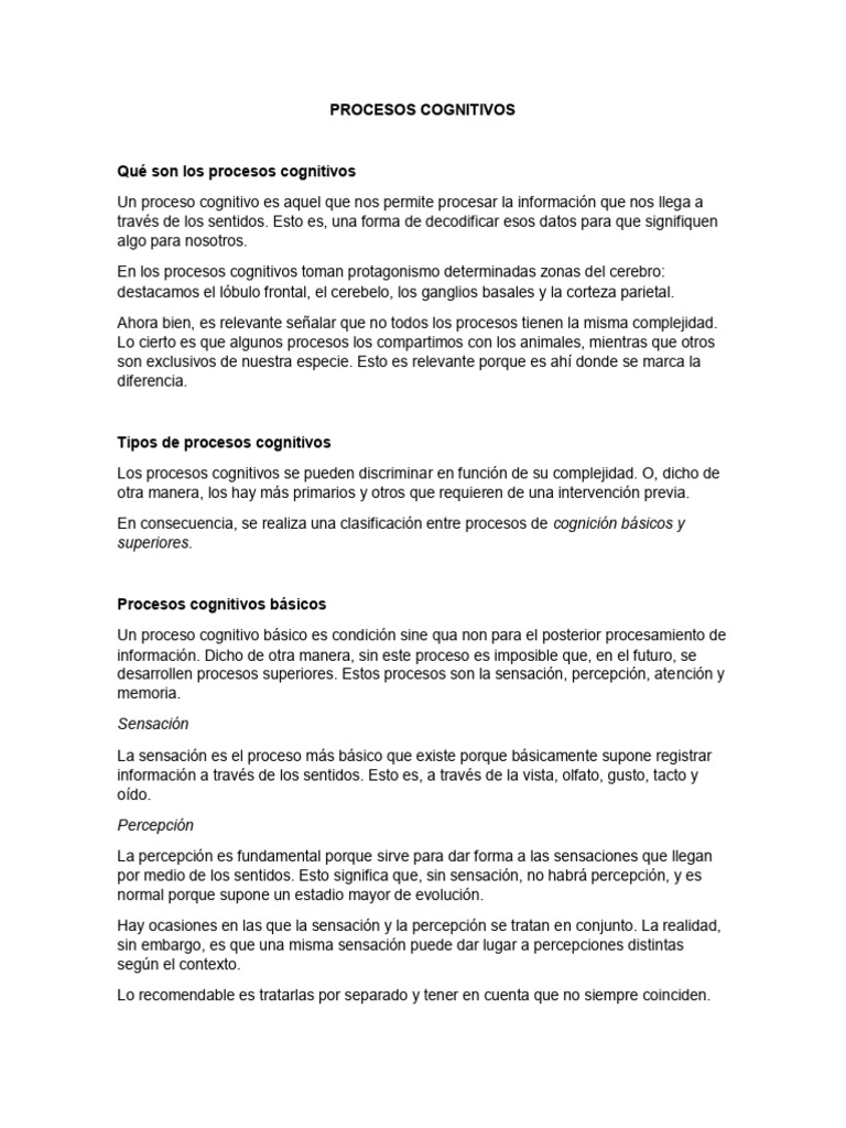 Procesos Cognitivos Pdf Percepción Memoria