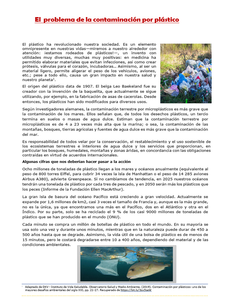 Texto El Problema de La Contaminación Por Plástico | PDF | El plastico ...