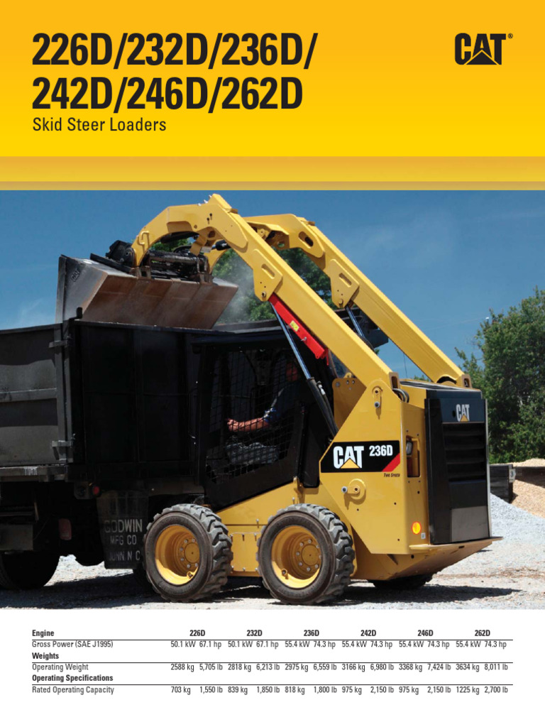 226D/232D/236D/ 242D/246D/262D: Skid Steer Loaders | PDF | Horsepower | Elevator