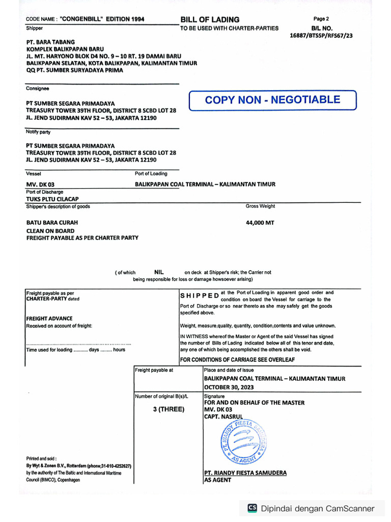 Bill of Lading | PDF