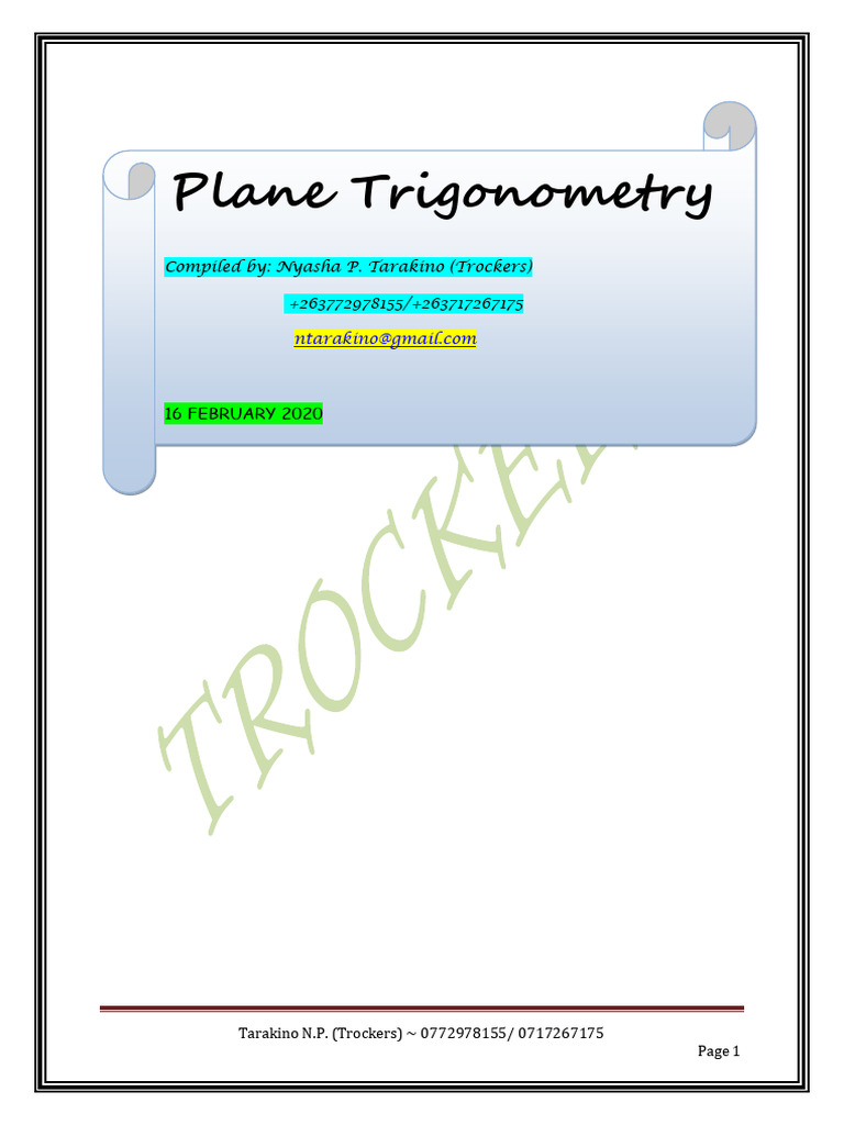 Introduction to Plane Trigonometry | PDF | Triangle | Circle