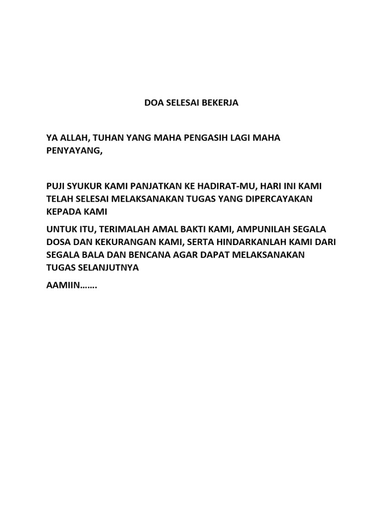 Doa Selesai Bekerja | PDF