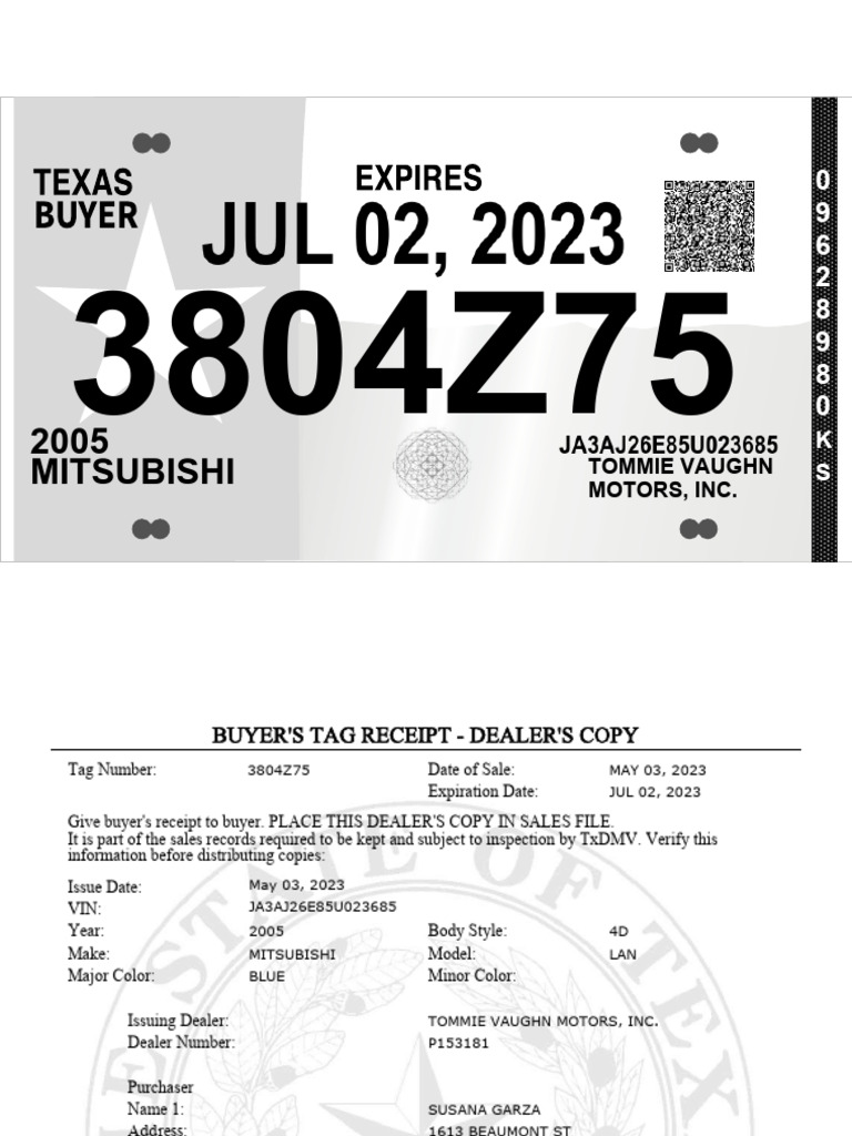 TX Tag | PDF | Automotive Industry | Manufactured Goods