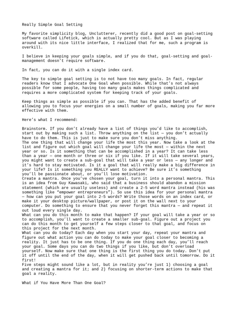 ZEN Goals | PDF | Goal Setting | Goal