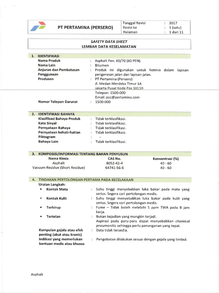 MSDS - Bitumen | PDF
