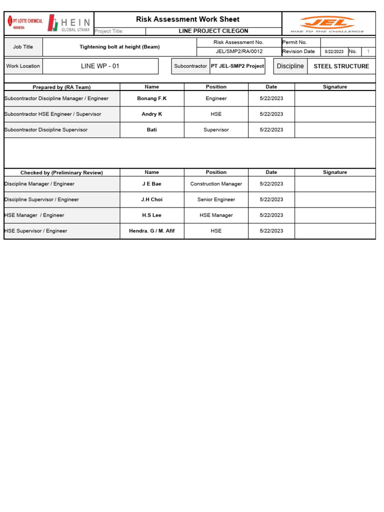 RA Tightening Bolt at Height | PDF | Safety