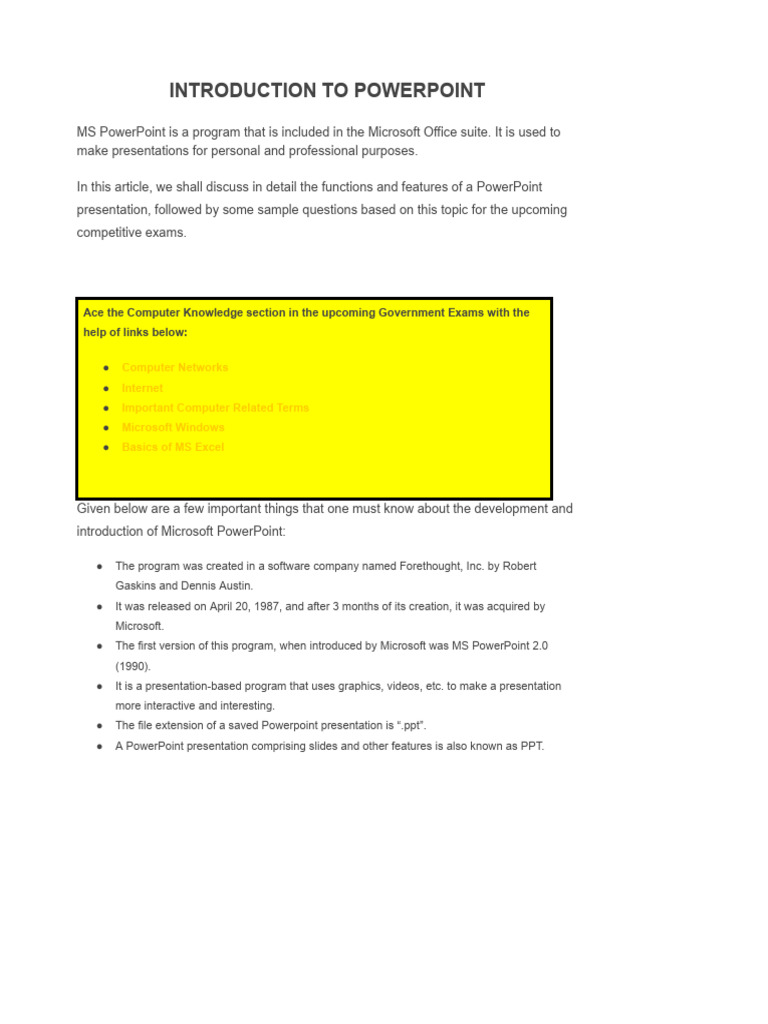 MS POWERPOINT | PDF | Microsoft Power Point | Computing